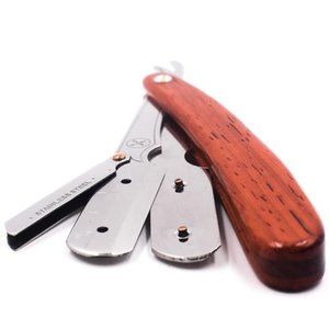 Grooming | Wood Handle Straight Edge Barber Razor With Stainless Steel ...